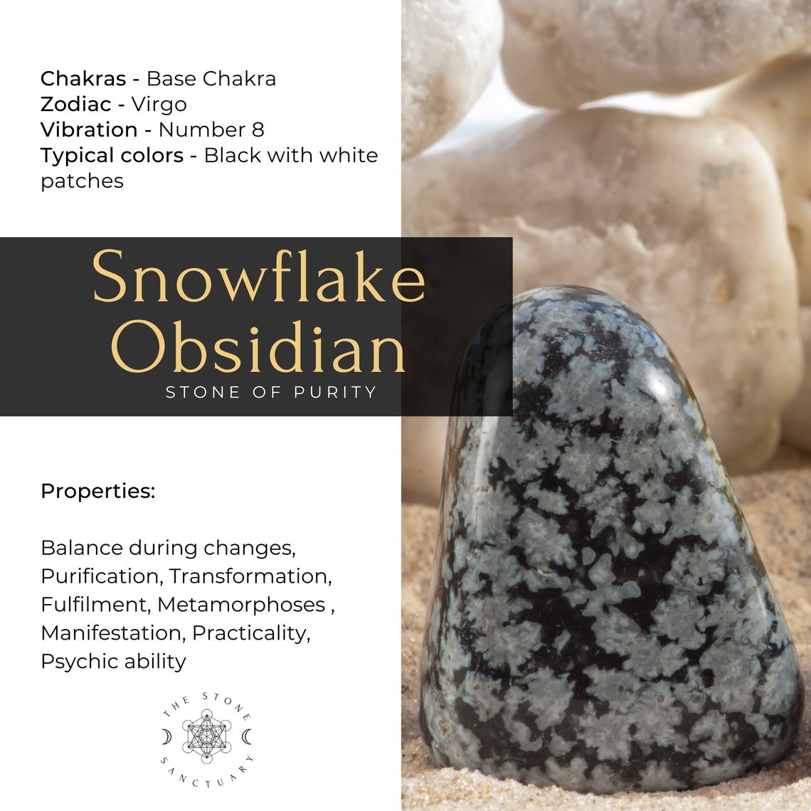 Snowflake Obsidian Tumbled Stones Snowflake Obsidian Stone | Etsy