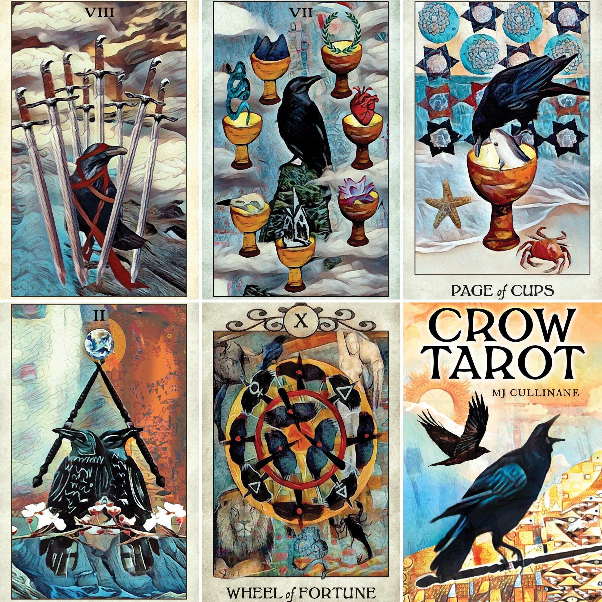 Crow Tarot Card Deck by MJ Cullinane 78 Card Crow Tarot Deck - Etsy