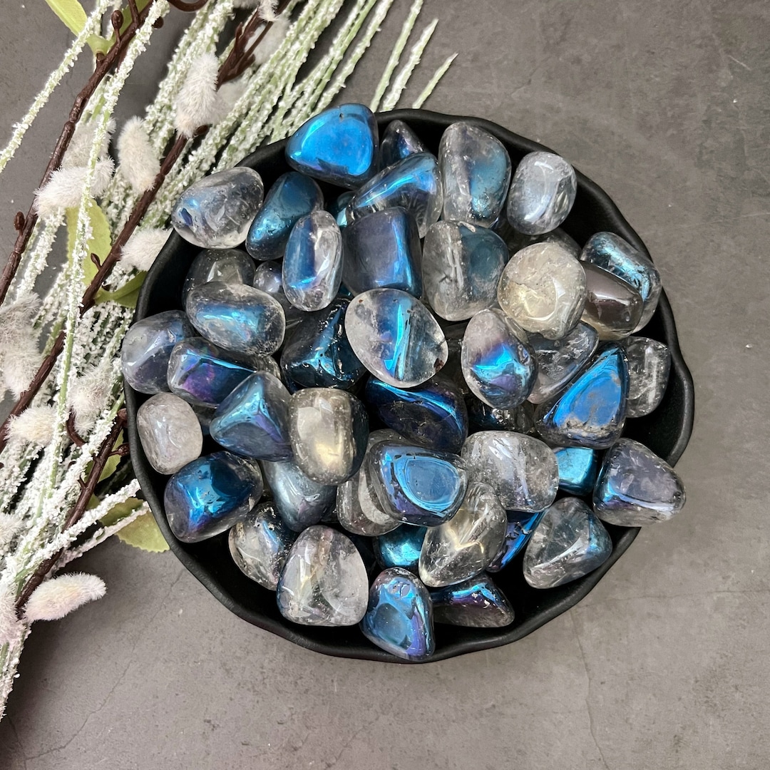 Indigo Aura Quartz Tumbled Stones Polished Indigo Blue Aura Crystal ...