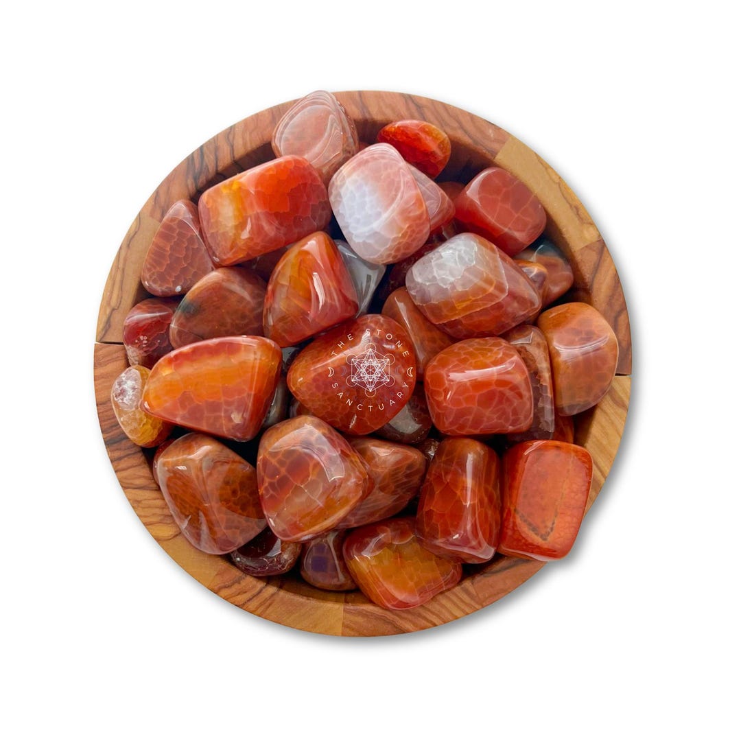 Fire Agate Tumbled Stones | Polished Fire Agate Crystal Gemstones ...