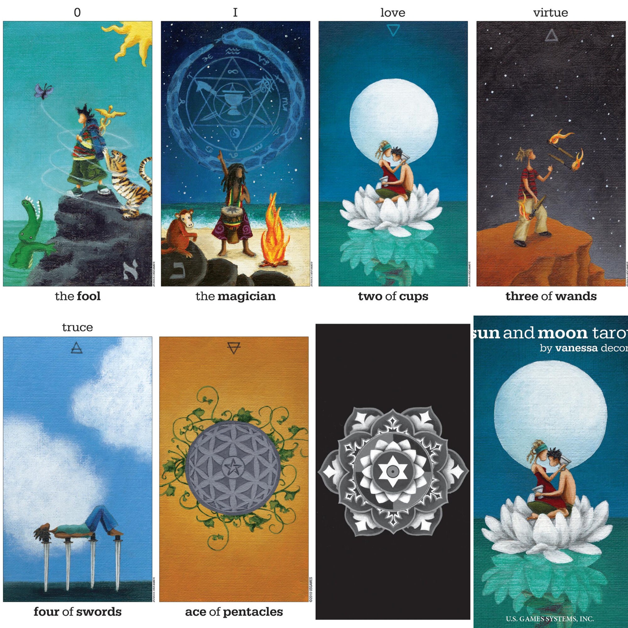 Sun and Moon Tarot Card Deck by Vanessa Decort 78 Sun and | Etsy