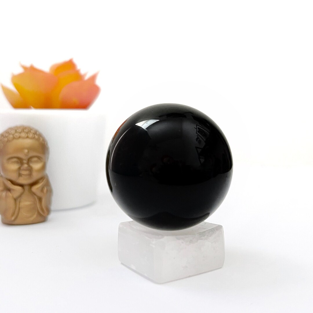 Obsidian Crystal Ball | 40mm Black Obsidian Crystal Sphere, Orb ...