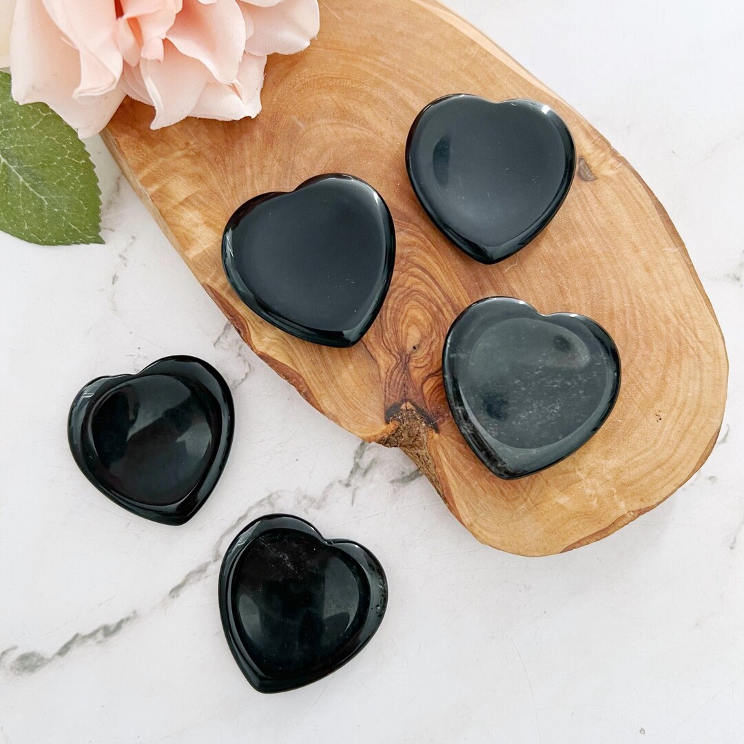 Obsidian Heart Shaped Worry Stone | Polished Obsidian Worry Stone L ...