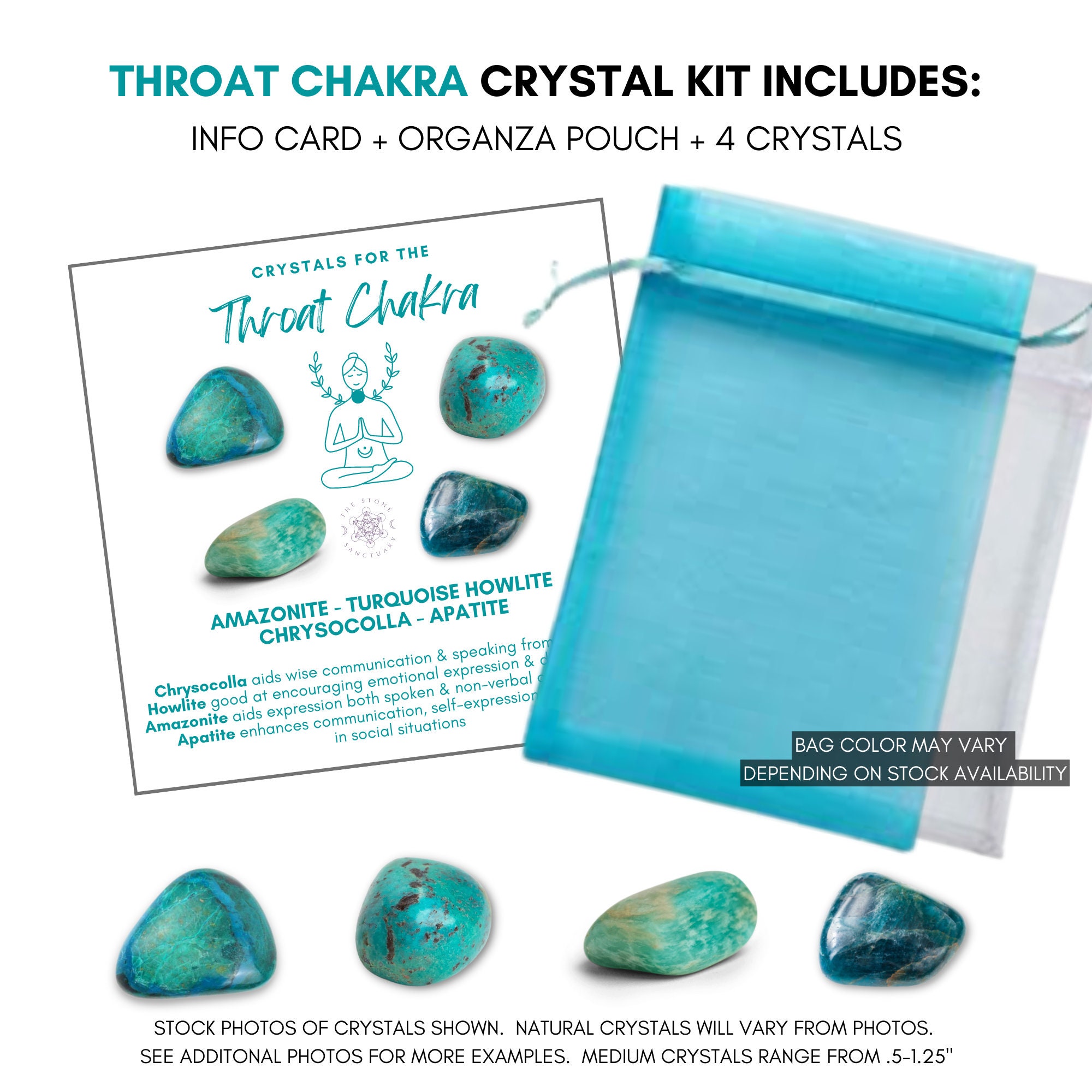 Throat Chakra Crystal Set | Tumbled Stone Kit for Throat Chakra | Aqua ...