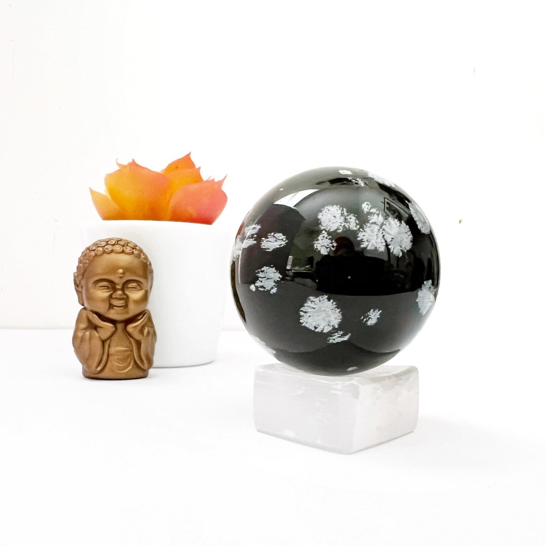 Snowflake Obsidian Crystal Ball | 40mm Snowflake Obsidian Sphere ...