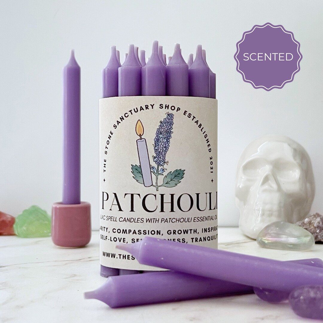 Patchouli Light Purple Spell Candles, 5" Patchouli Scented Purple Chime ...