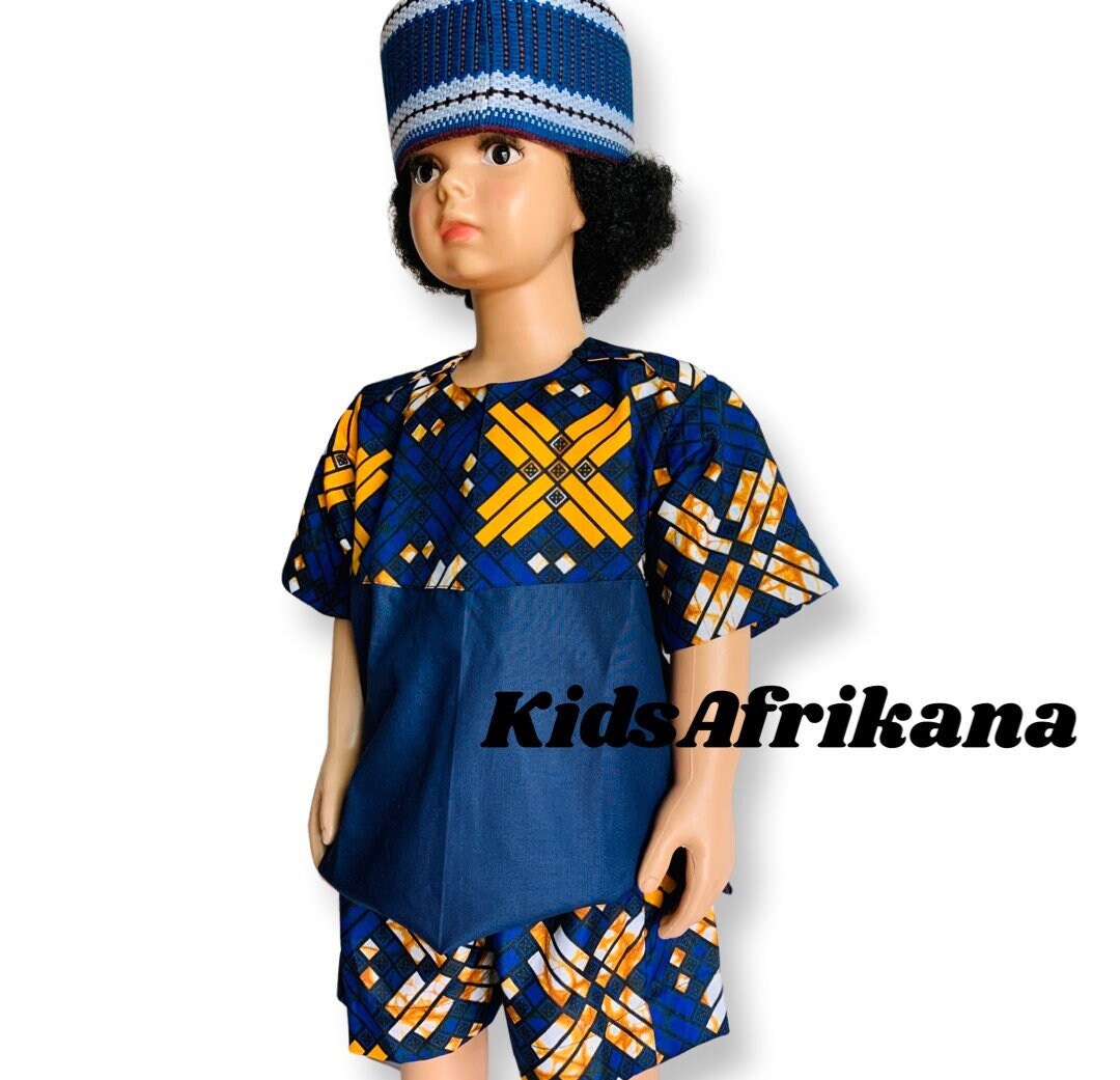 African Wax Print Boy Outfit, Ankara Top and Shorts - Etsy
