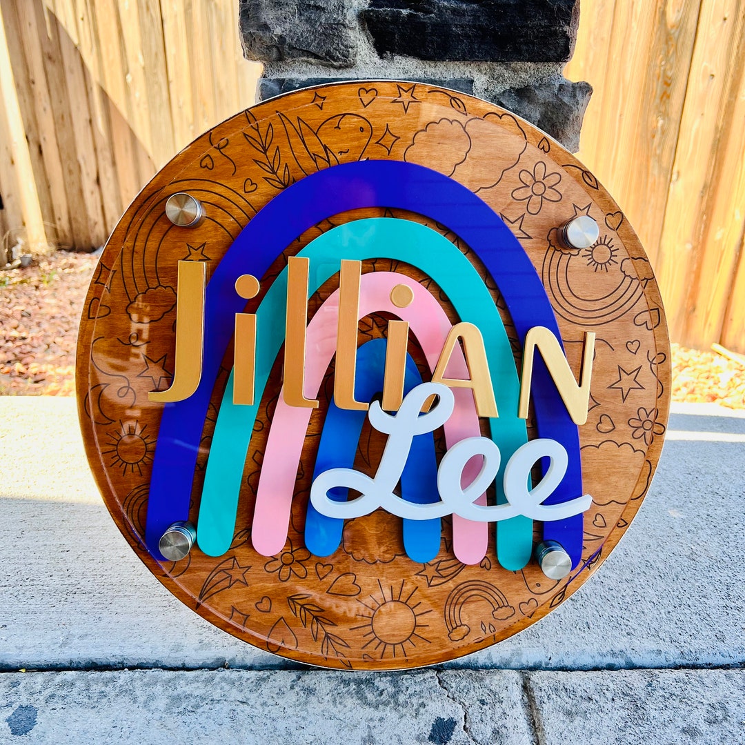 Rainbow Name Sign, Nursery Name Sign, Wooden Name Sign - Etsy