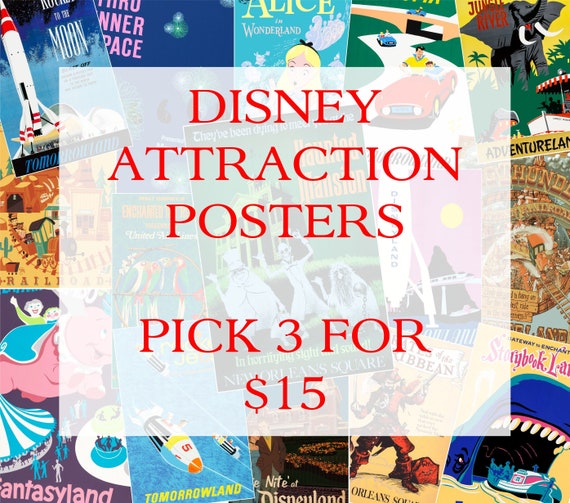 Disneyland Attraction Posters Pick 3 - Etsy