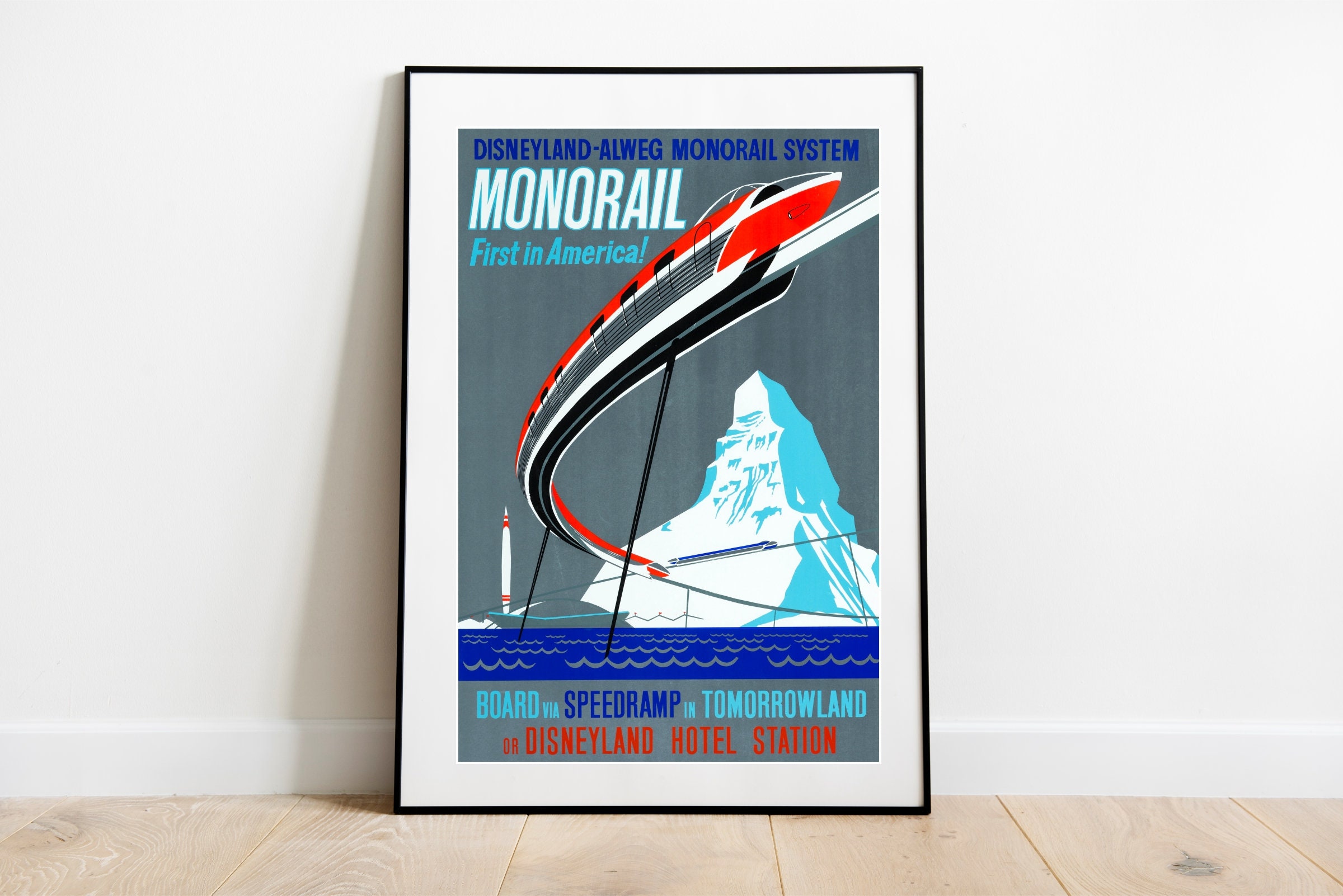 Vintage Disneyland Monorail Attraction Poster Download | Etsy