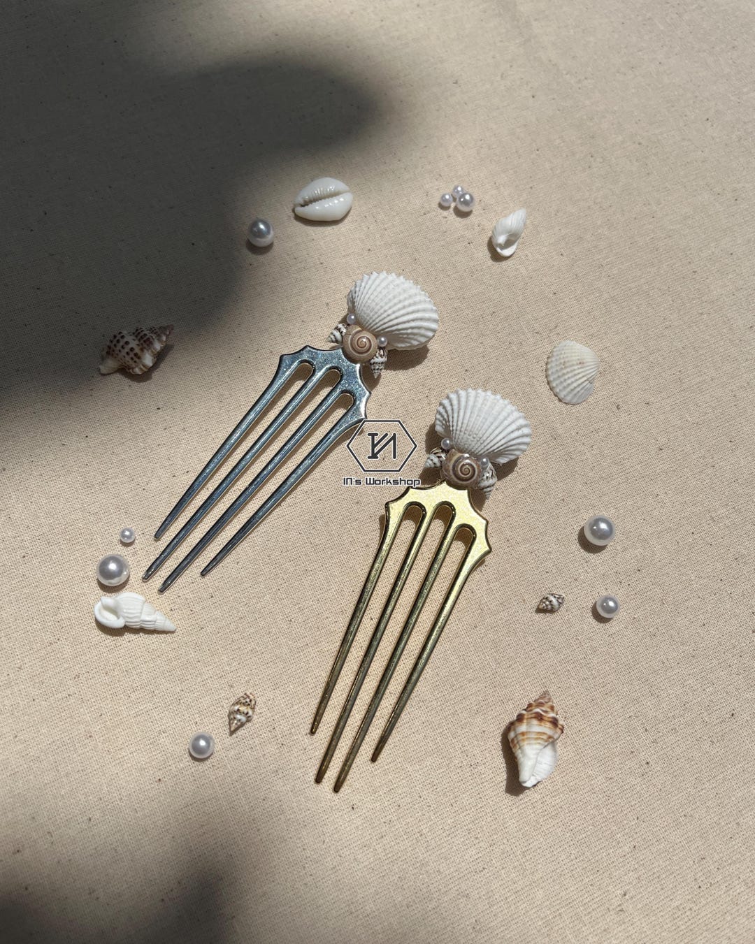 Mermaid Hair Fork, Seashell Hair Pin, Handmade Hair Comb for Beach ...