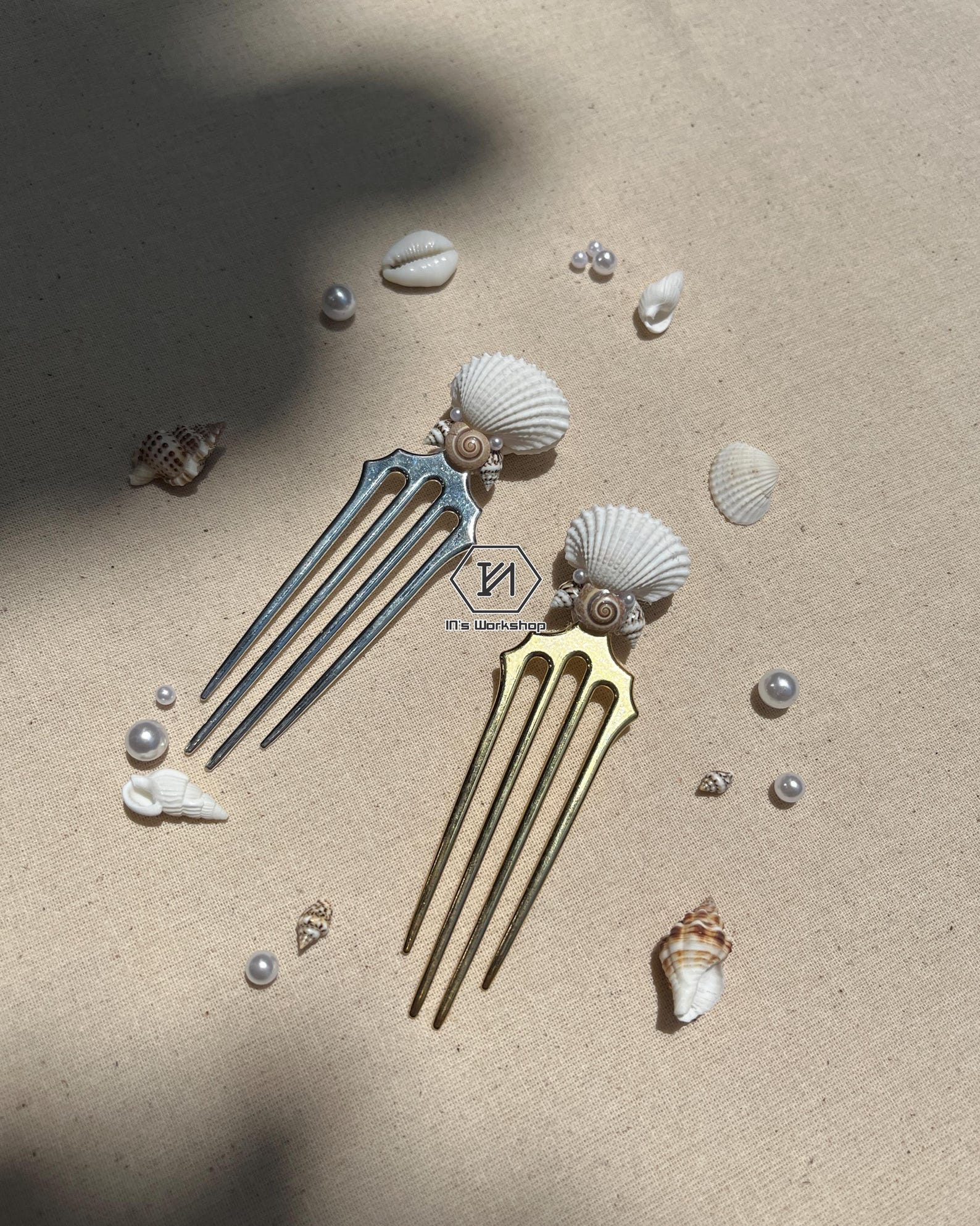 Mermaid Hair Fork, Seashell Hair Pin, Handmade Hair Comb for Beach ...