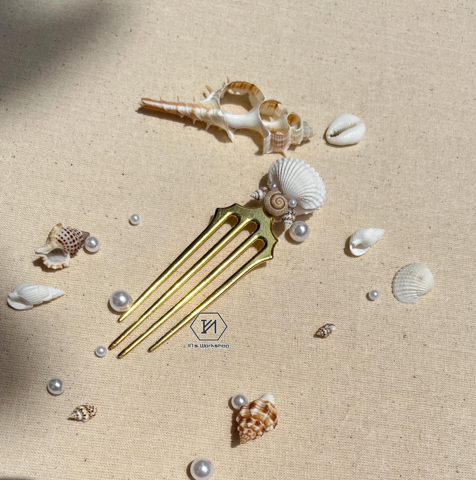 Mermaid Hair Fork, Seashell Hair Pin, Handmade Hair Comb for Beach ...