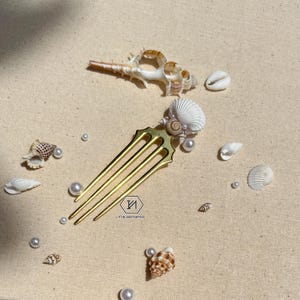 Mermaid Hair Fork, Seashell Hair Pin, Handmade Hair Comb for Beach ...