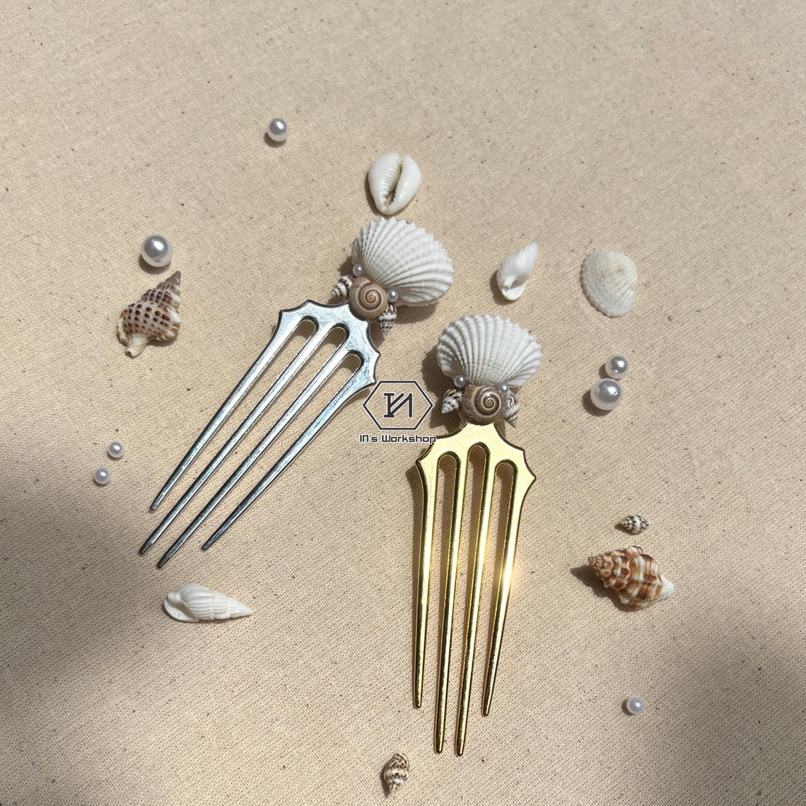 Mermaid Hair Fork, Seashell Hair Pin, Handmade Hair Comb for Beach ...
