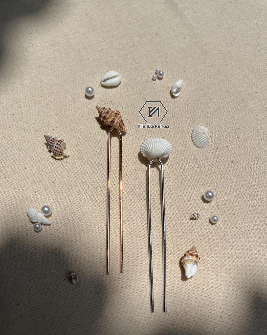 Mermaid Seashell Hair Pin, Handmade Hair Stick for Beach Wedding, Sea ...