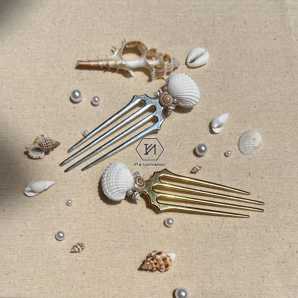 Mermaid Hair Fork, Seashell Hair Pin, Handmade Hair Comb for Beach ...
