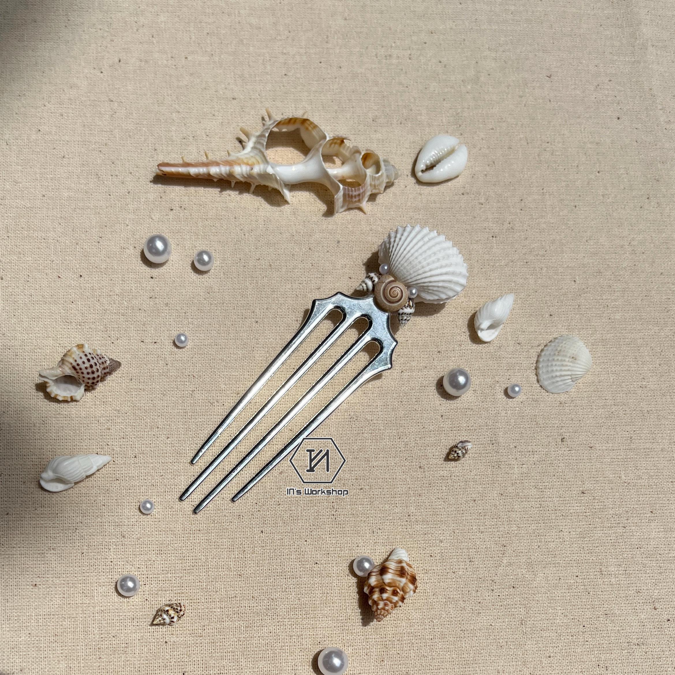 Mermaid Hair Fork, Seashell Hair Pin, Handmade Hair Comb for Beach ...