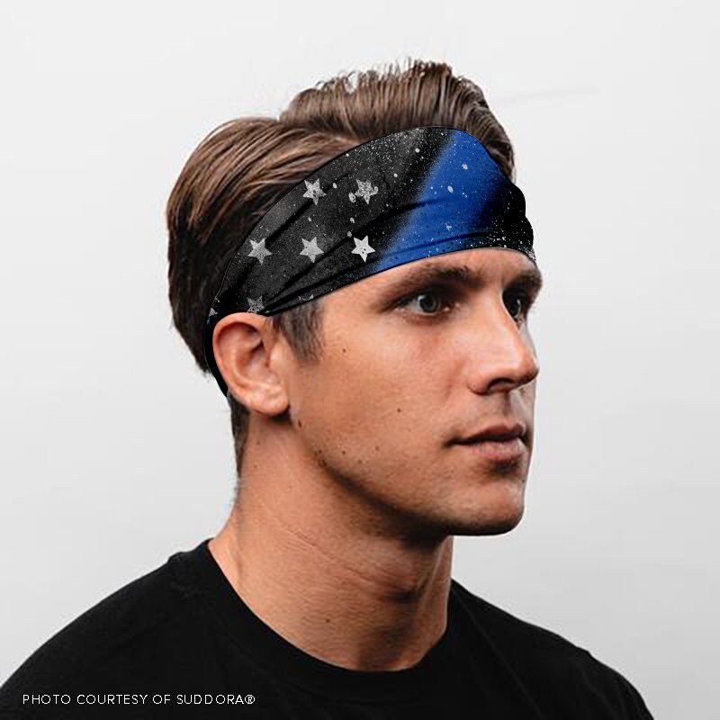 USA Flag Blue Line Spray Painted | Wide Headband/sweatband Men, Women ...