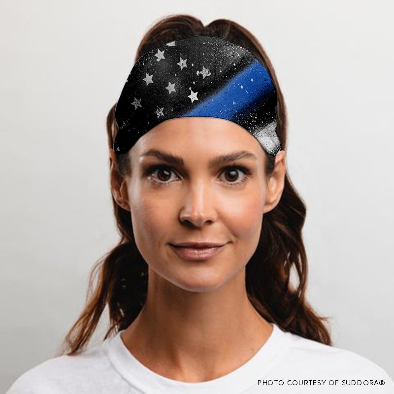 USA Flag Blue Line Spray Painted Wide Headband/sweatband Men, Women ...