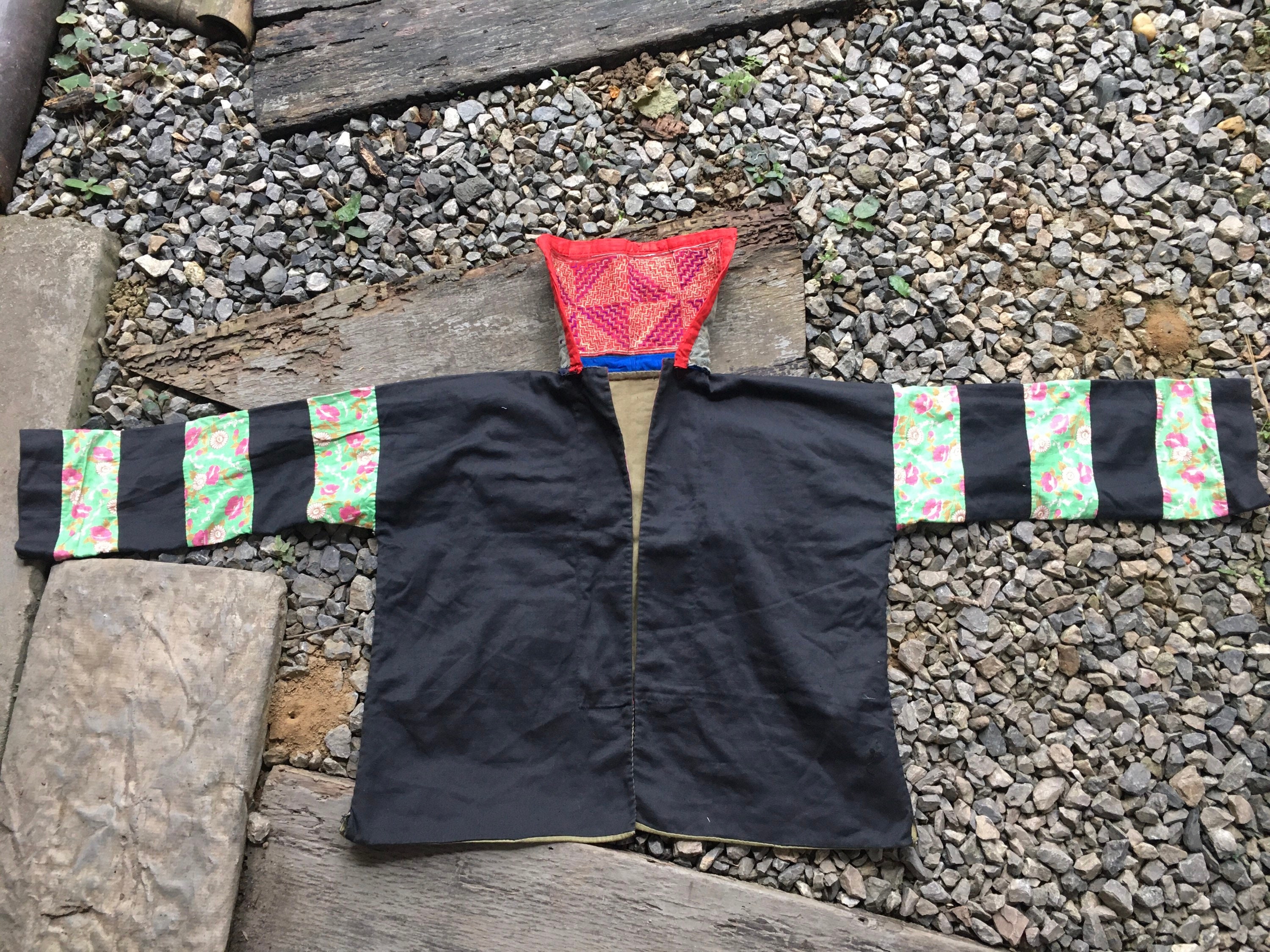 Traditional Vintage Jacket Hmong Hill Tribe Embroidered Tribal White ...