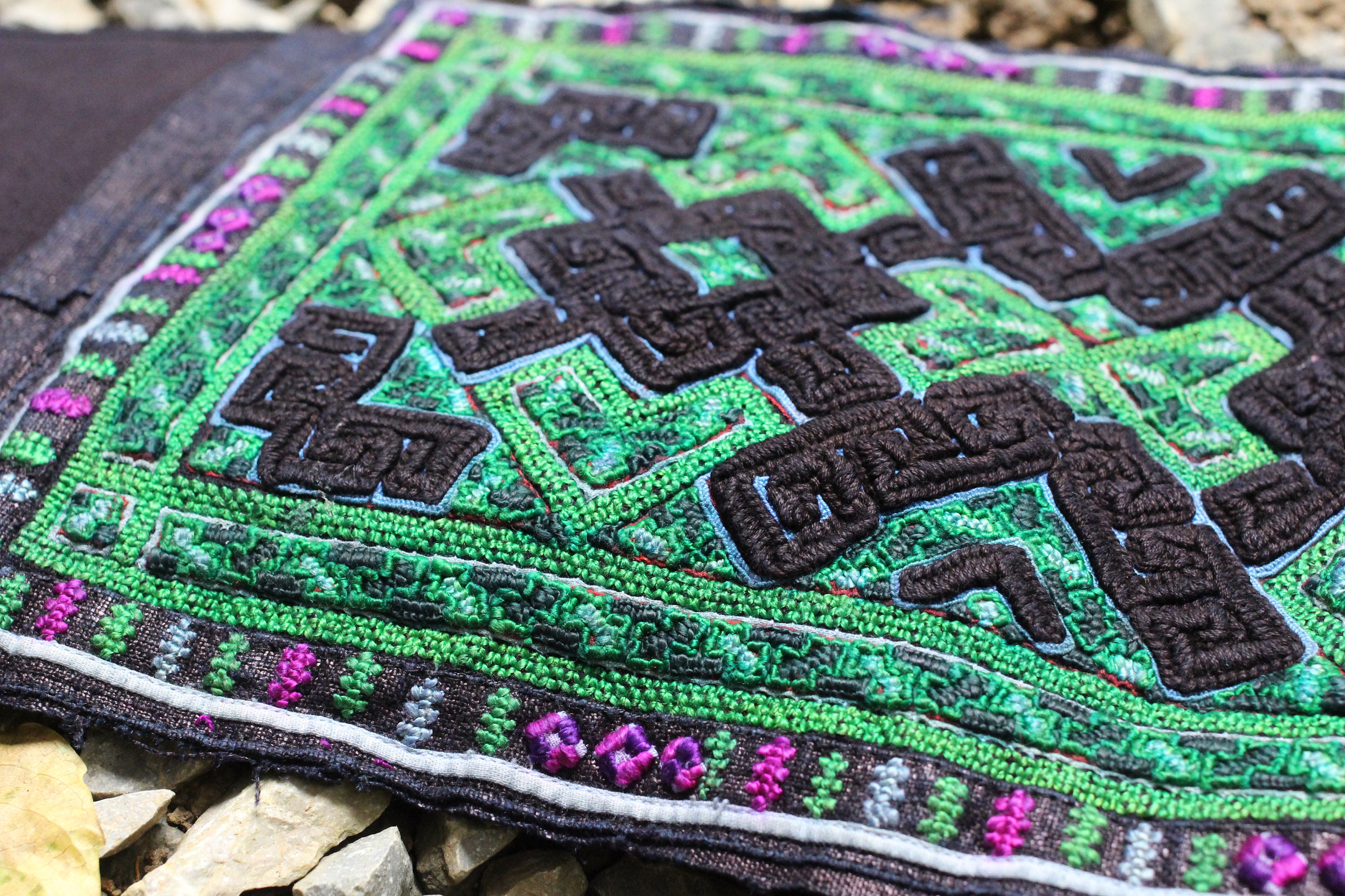 Embroidered Belt Traditional Vintage Belt Black Hmong Hill Tribe ...