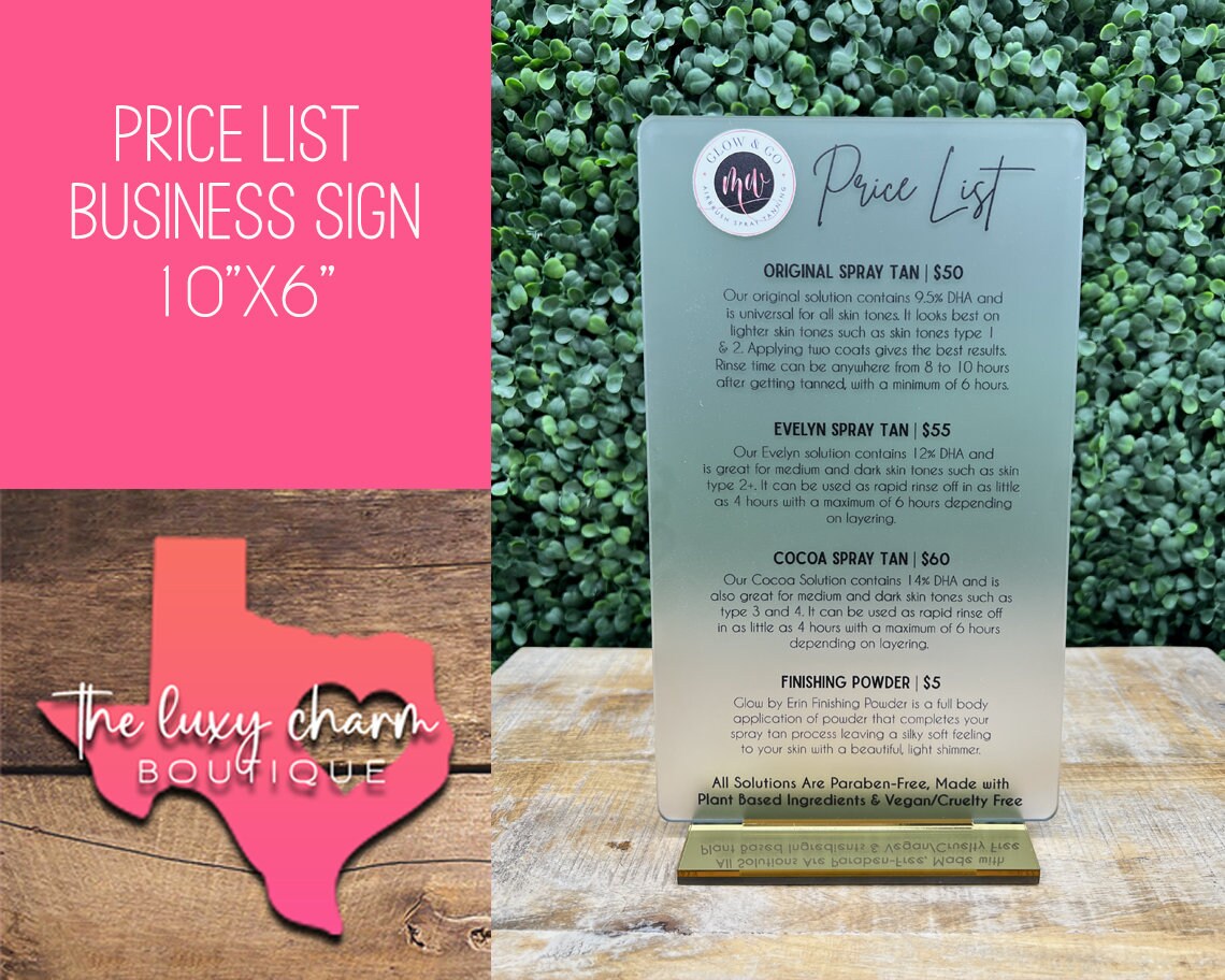 10x6 Price List Business Sign - Etsy
