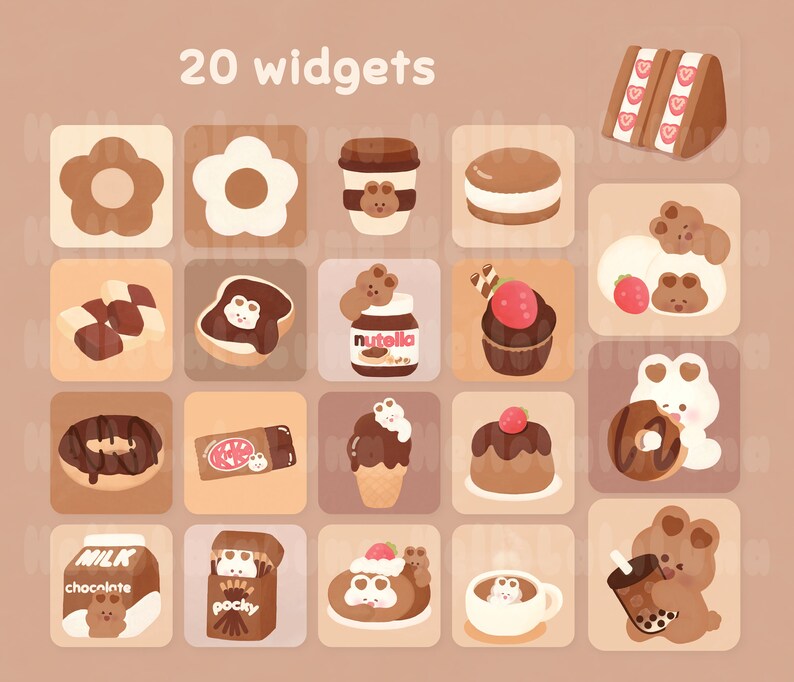 Cute Chocolate App Icons | Ios & Android, Brown Theme (digital Download ...