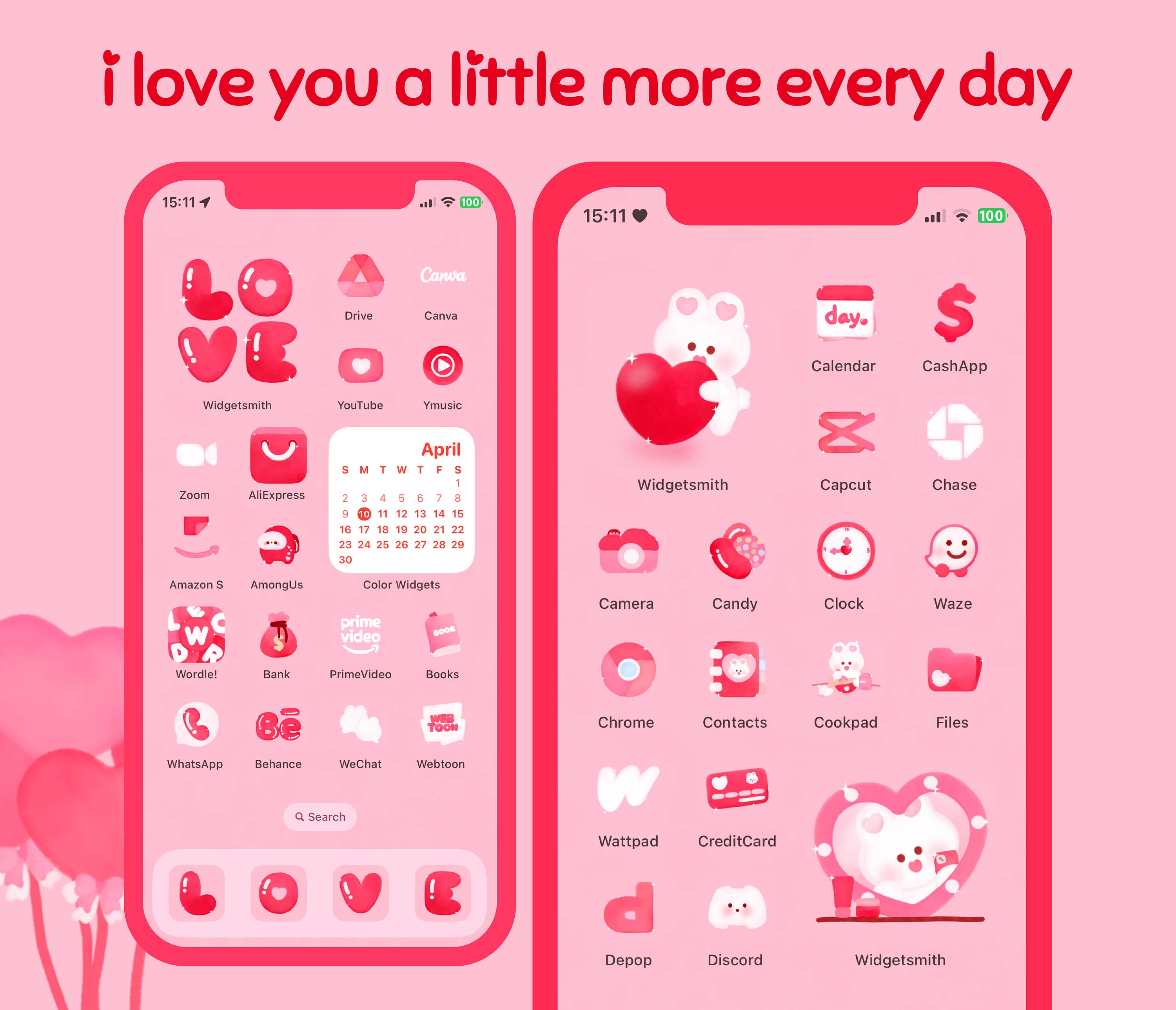 I Love You a Little More Every Day L App Icons Pack Ios & Android ...