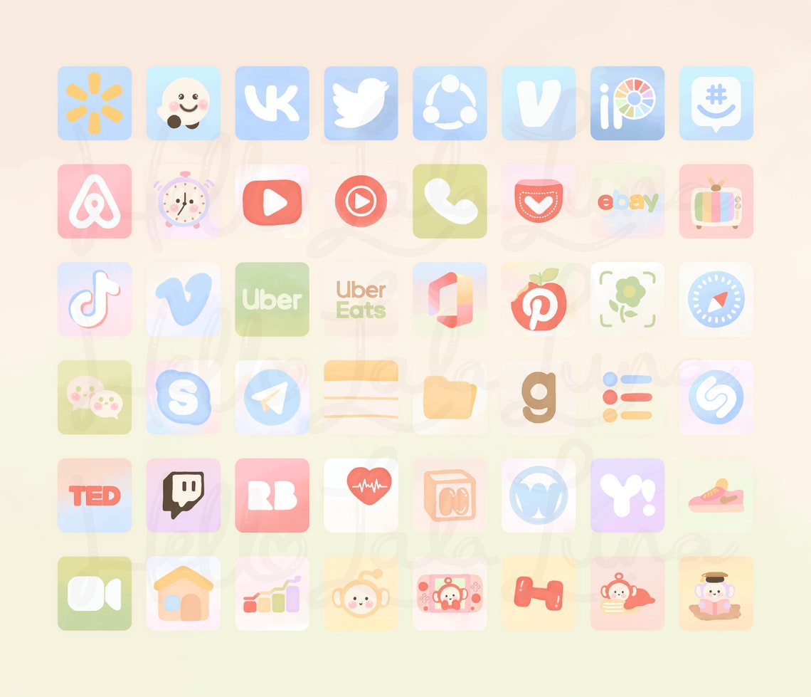 Cute Pastel App Icons Pack Ios & Android Widgets - Etsy