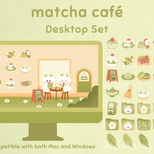 Matcha Desktop Icons - Etsy