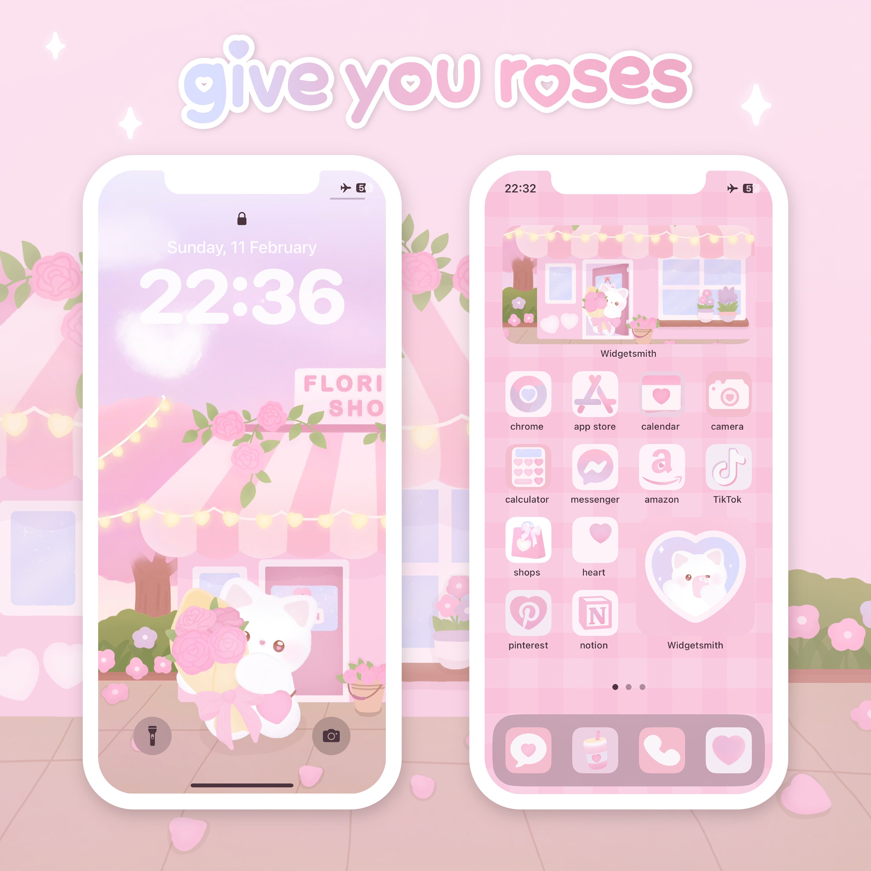 Give You Roses App Icons Pack Ios & Android Widgets Wallpapers Cute App ...