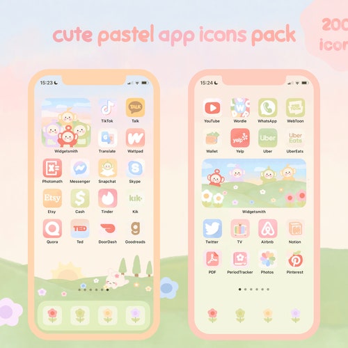Cute Pastel App Icons Pack Ios & Android Widgets - Etsy
