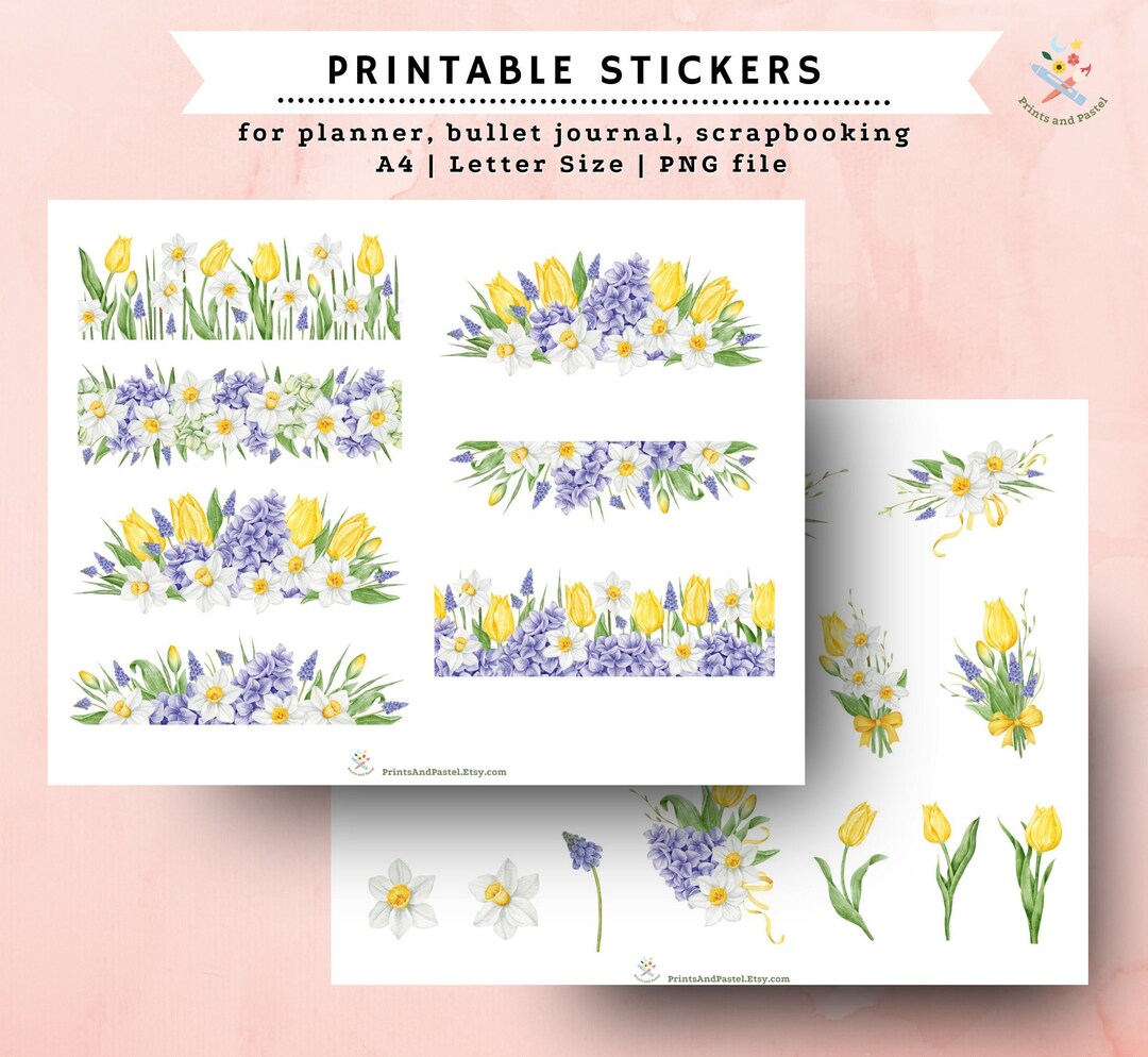 Printable Floral Sticker for Journal Sticker Planner Flower Sticker ...