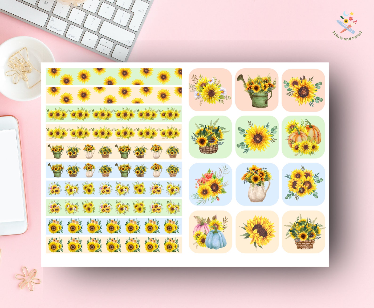 Sunflower Stationery Set Sunflower Designs Scrap Book Sunflower Sticker ...