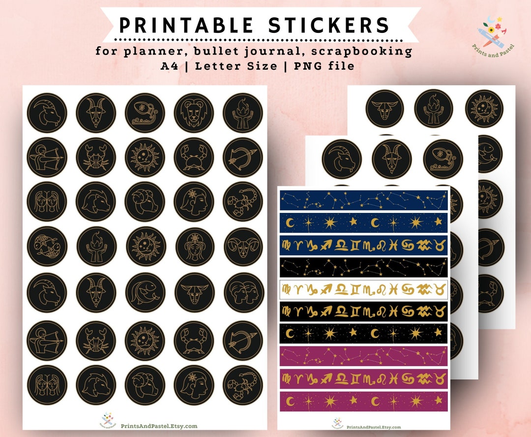 Zodiac Sign Stickers Download Printable Astrology Stickers for Journal ...
