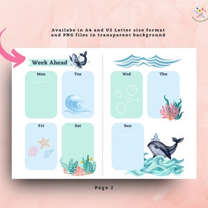 Whale Journal Spread Kit Printable Journal Template Pastel Color Whale ...