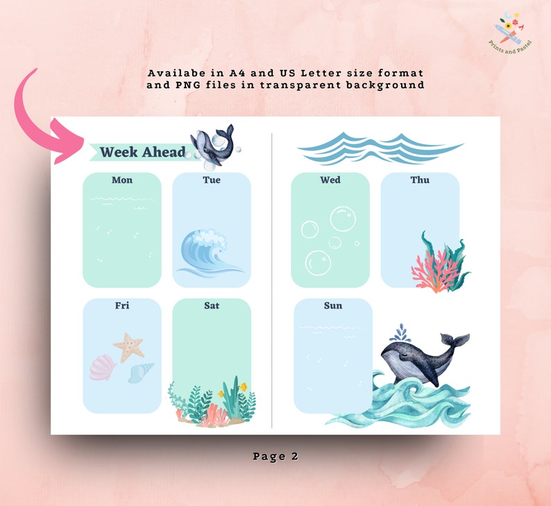 Whale Journal Spread Kit Printable Journal Template Pastel Color Whale ...