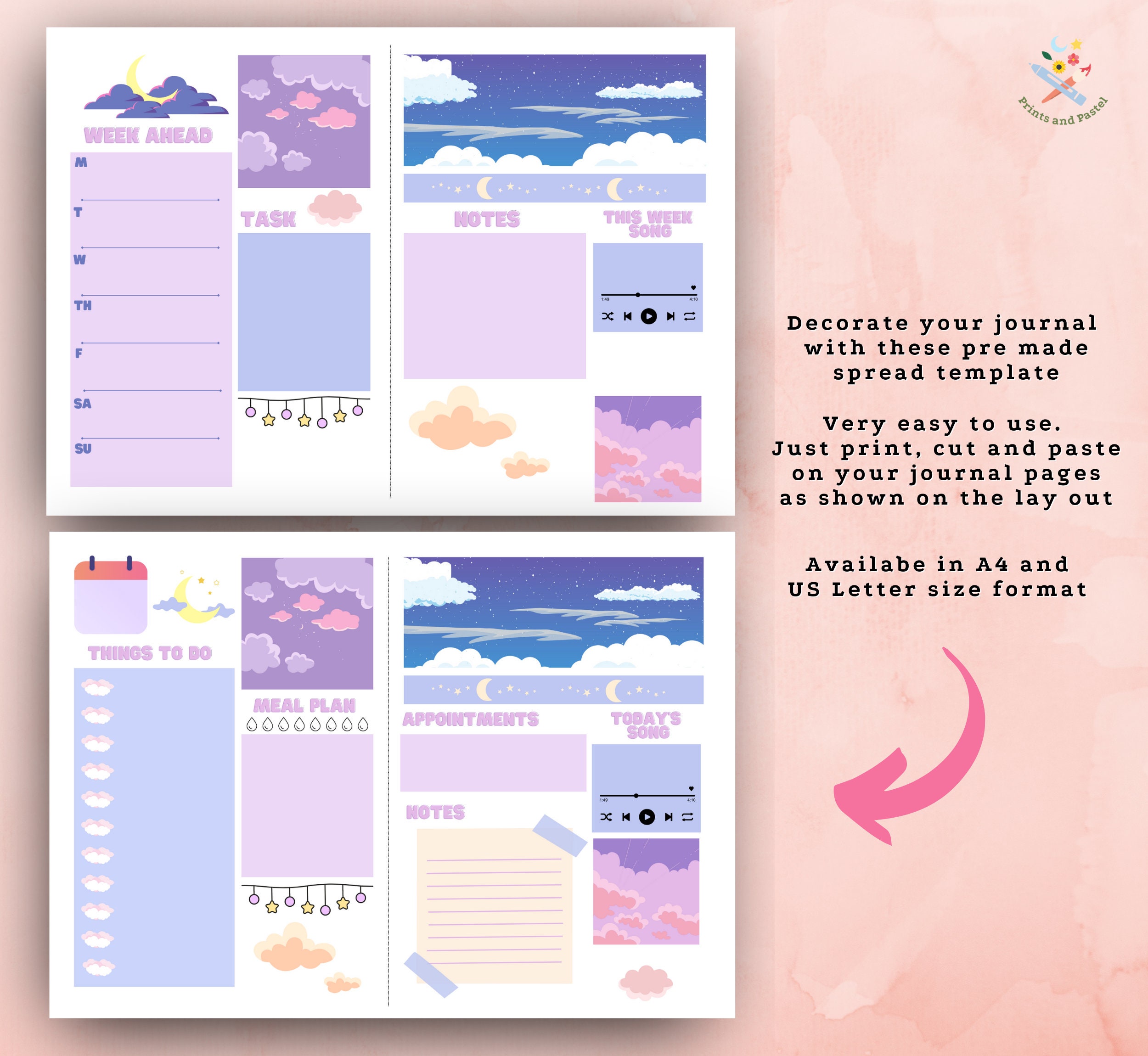 Bullet Journal Spread Kit Printable Journal Template Printable Sticker ...