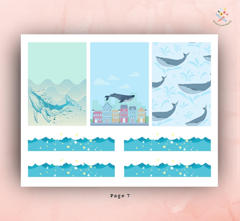 Whale Journal Spread Kit Printable Journal Template Pastel Color Whale ...