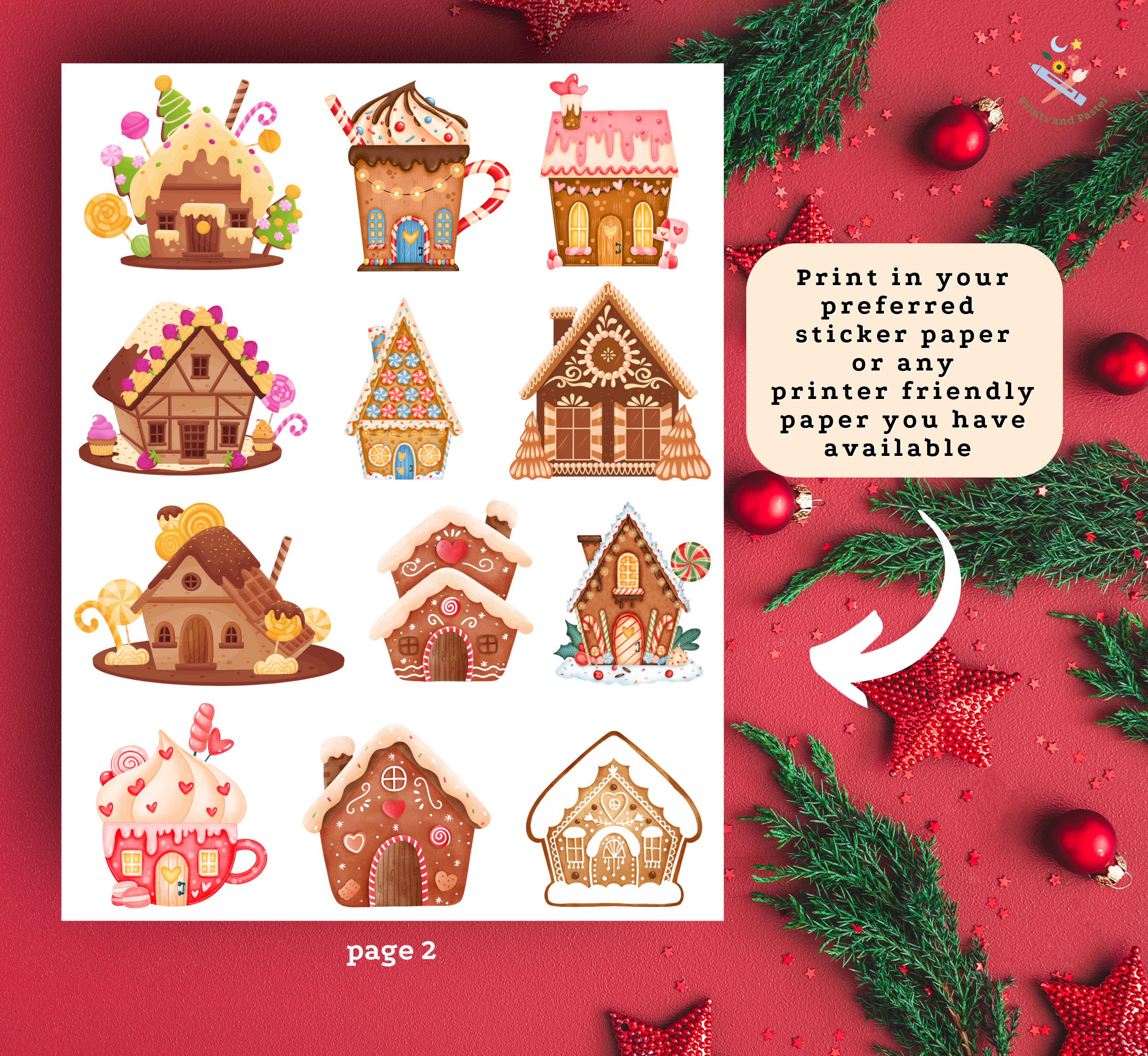 Christmas Stickers Download Gingerbread House Stickers for Journal ...