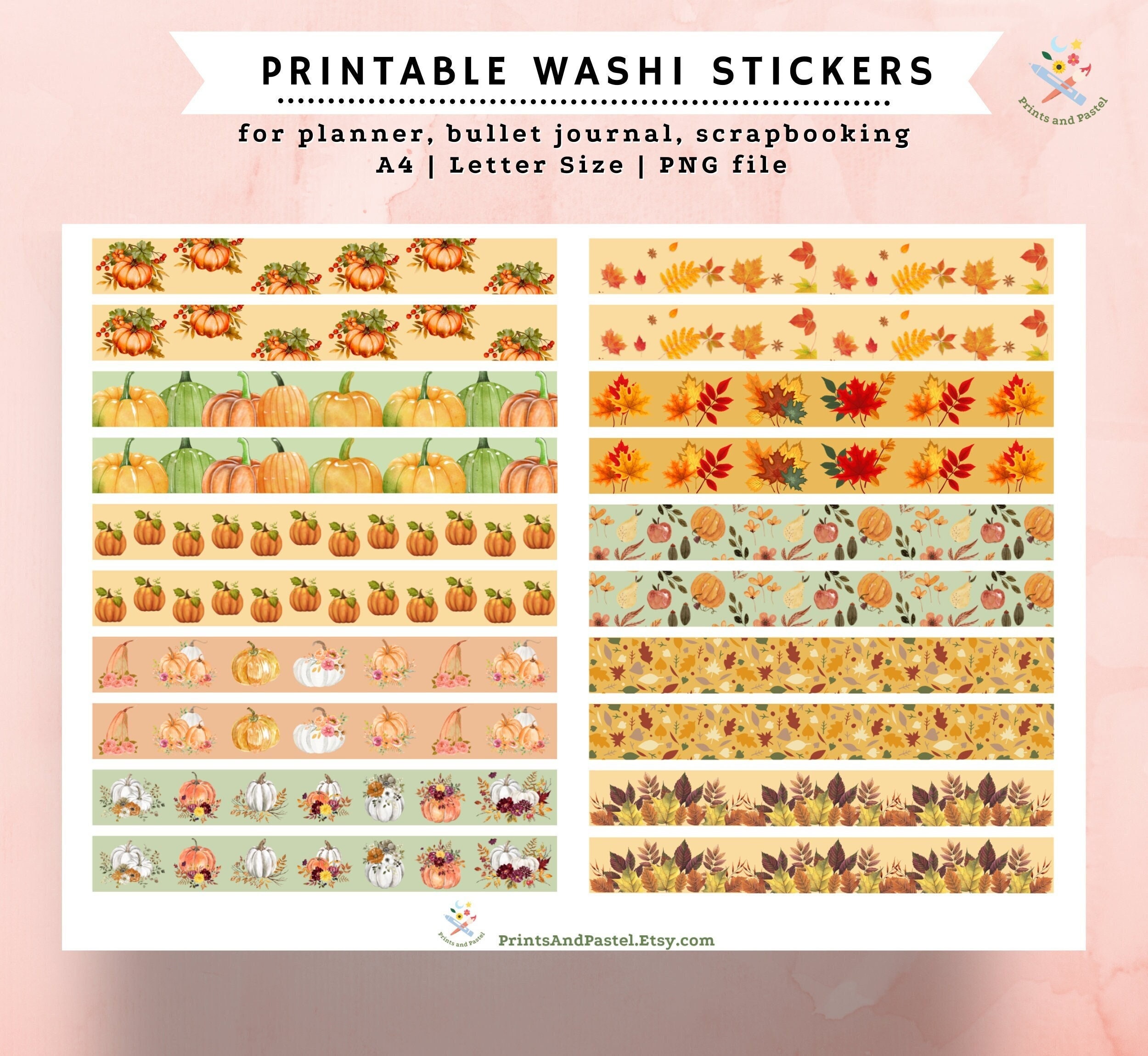 Printable Fall Washi Tape Strips Fall Design Stickers - Etsy Printable Fall Washi Tape Strips Fall Design Stickers - Etsy