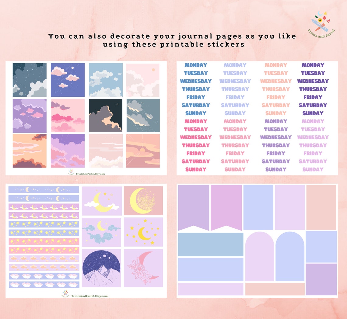 Bullet Journal Spread Kit Printable Journal Template Printable Sticker ...