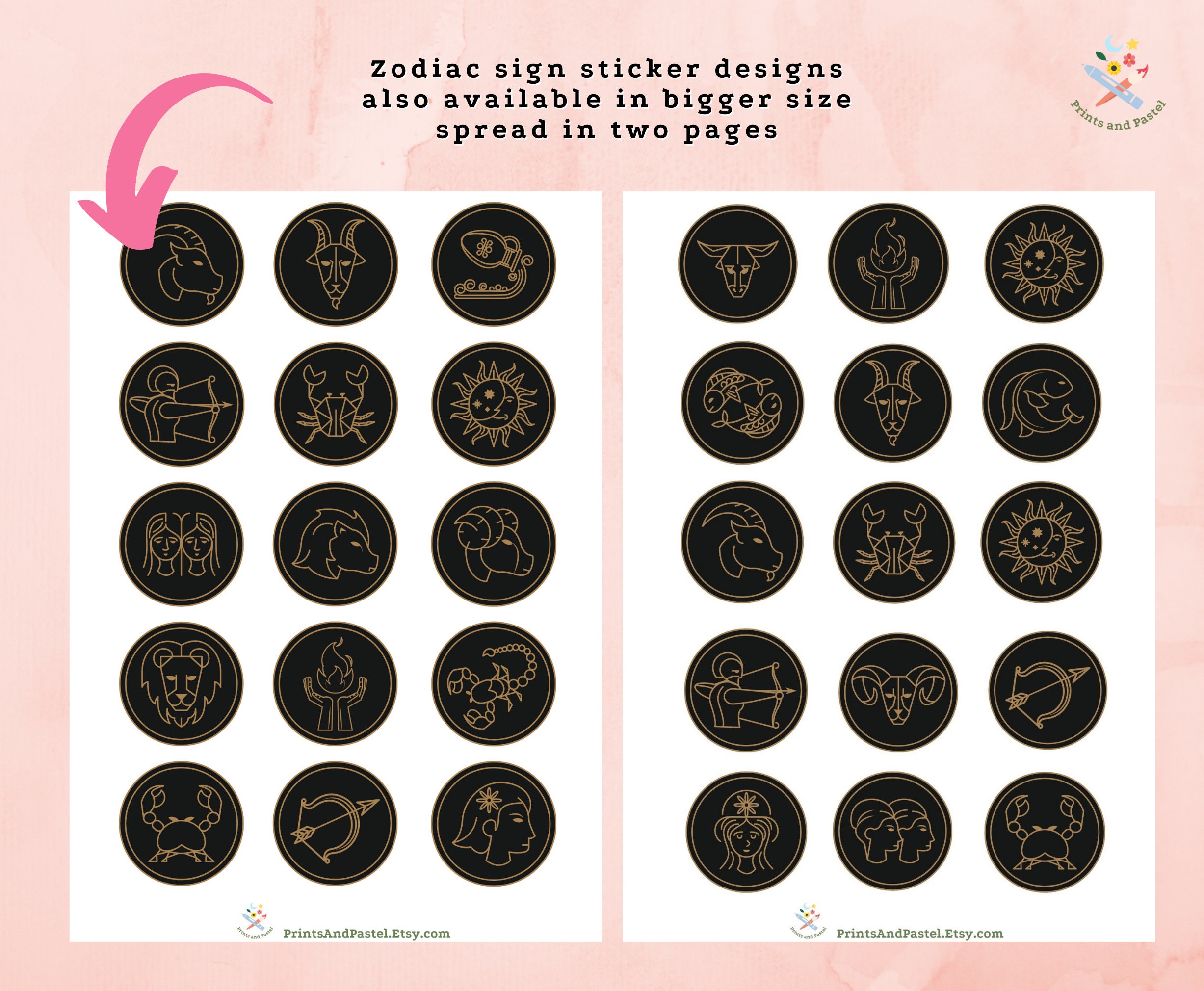 Zodiac Sign Stickers Download Printable Astrology Stickers for Journal ...