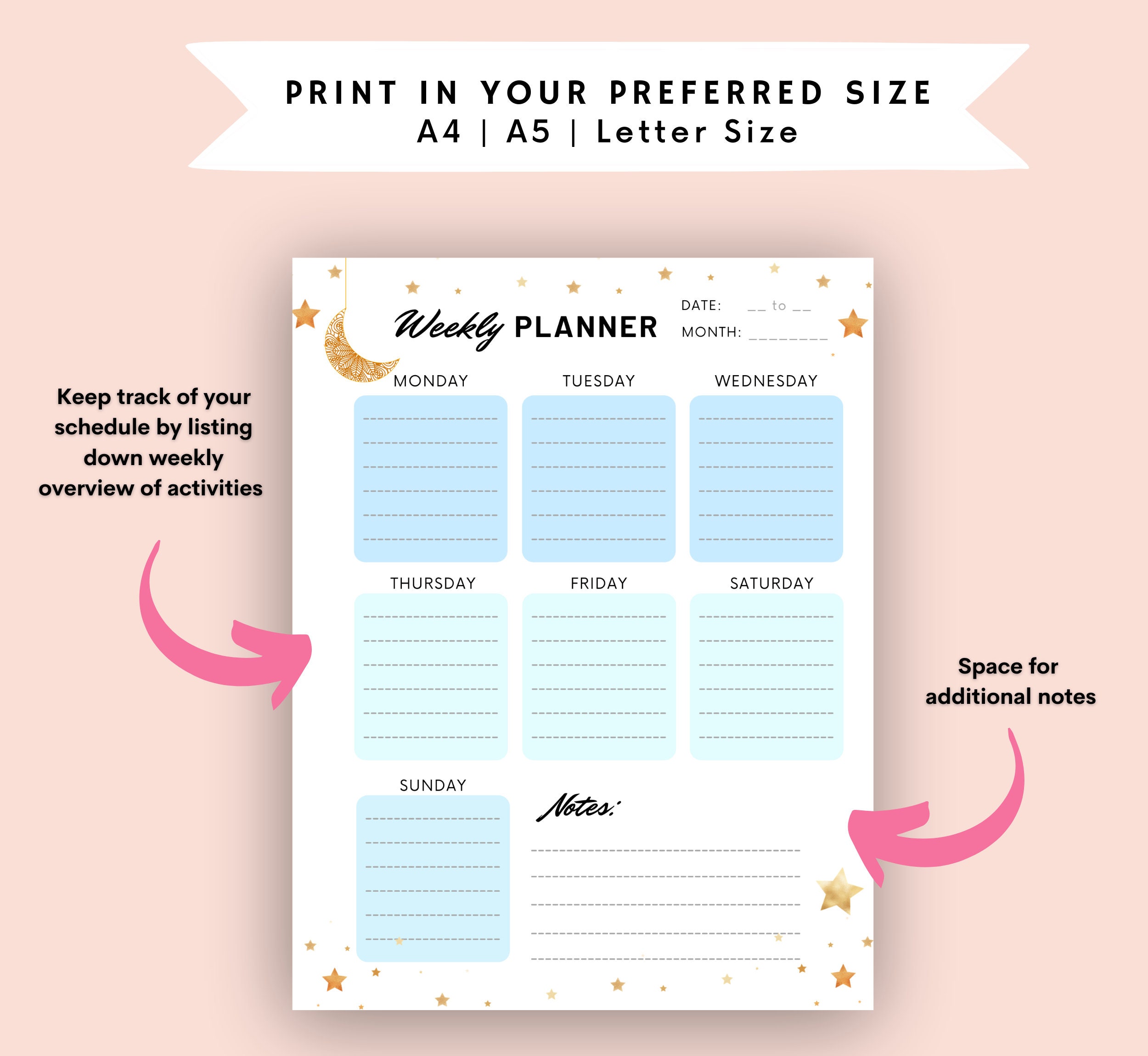Printable Weekly Planner Schedule Organizer Printable Journal Spread ...