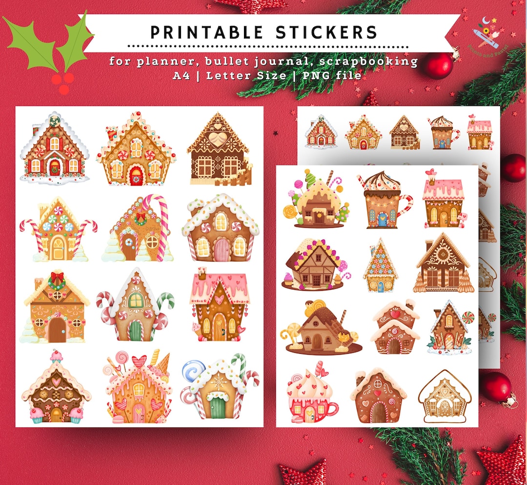 Christmas Stickers Download Gingerbread House Stickers for Journal ...