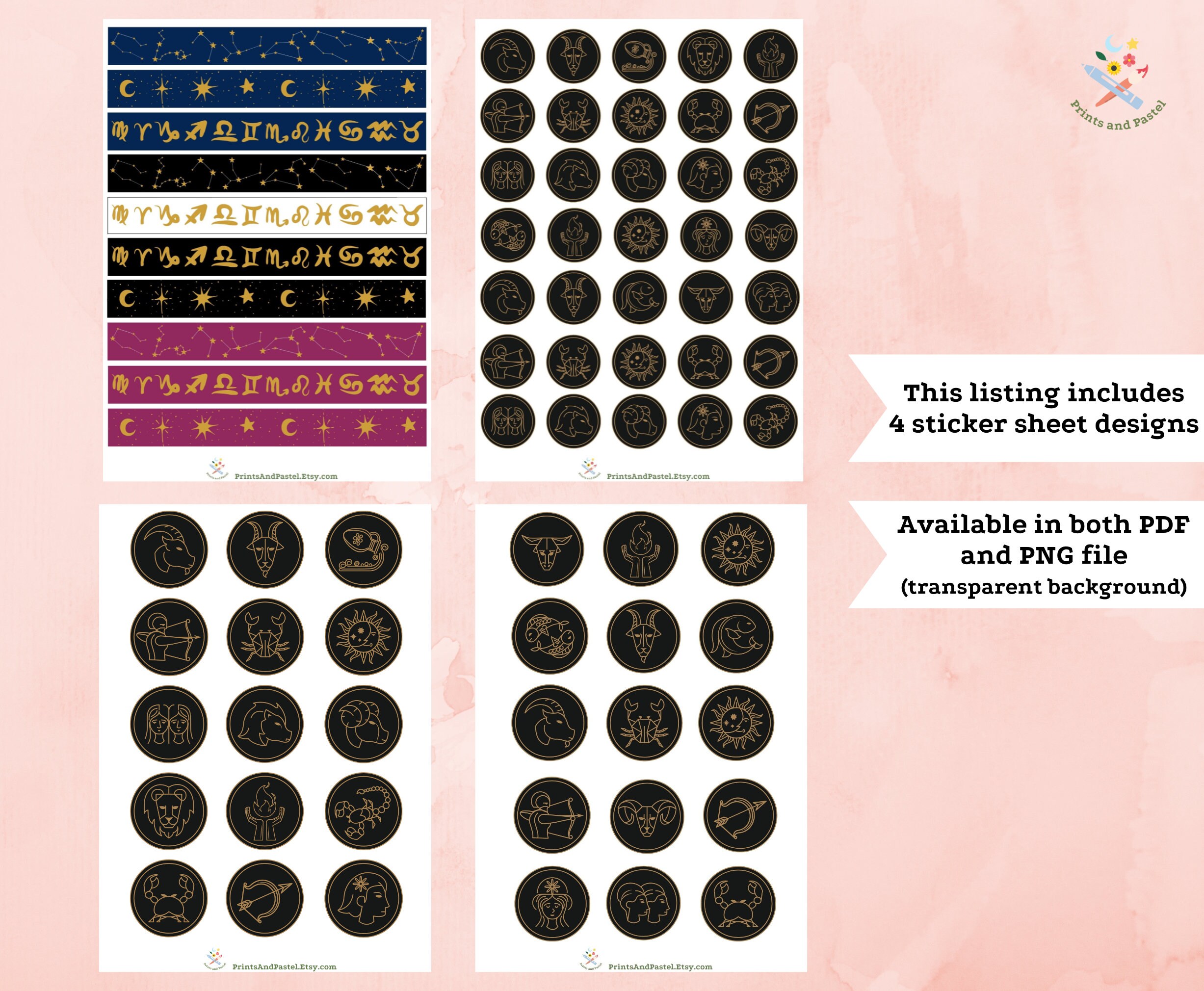 Zodiac Sign Stickers Download Printable Astrology Stickers for Journal ...