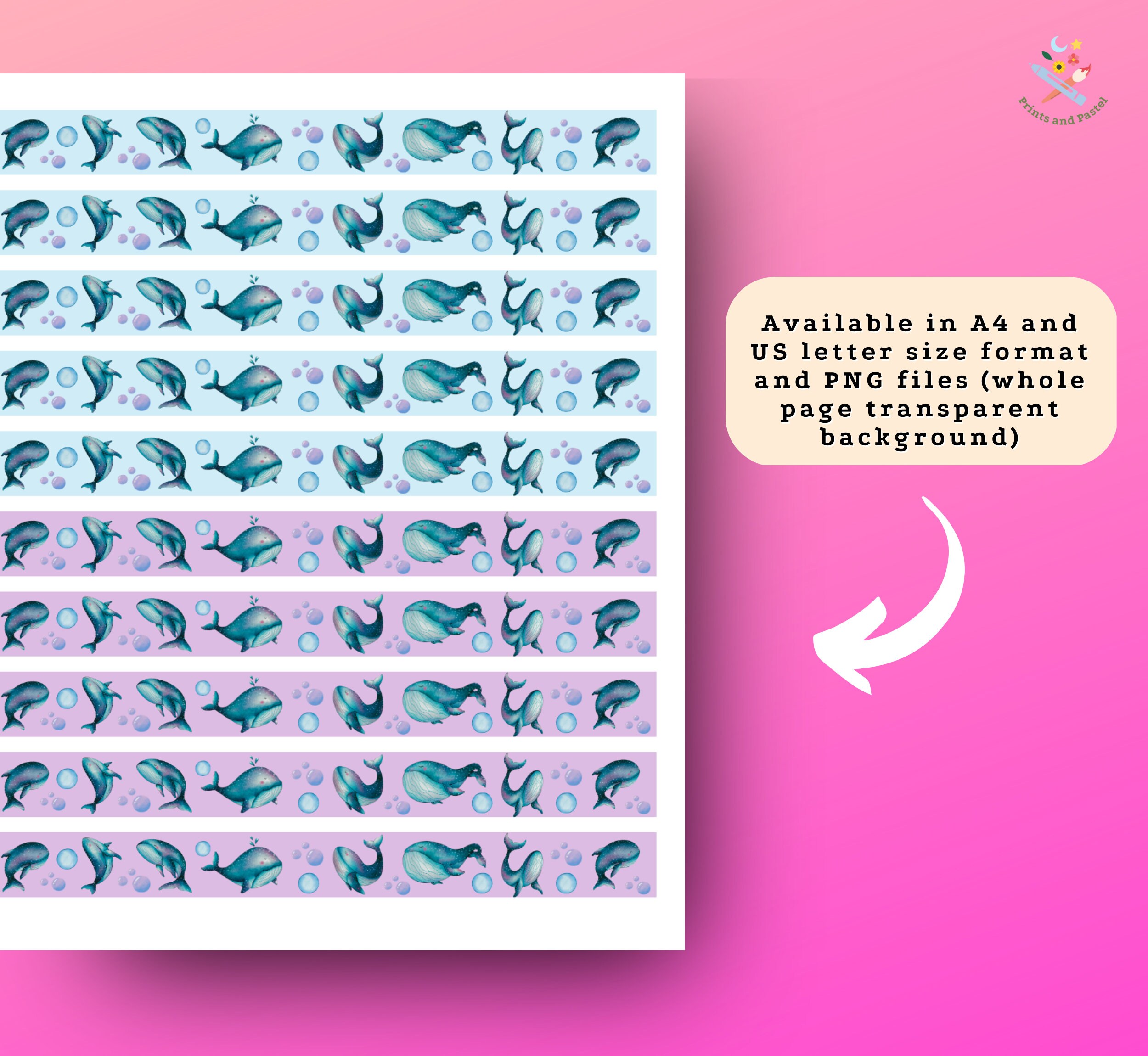 Whale Sticker Printable Sticker Set Animal Stickers Download Journal ...