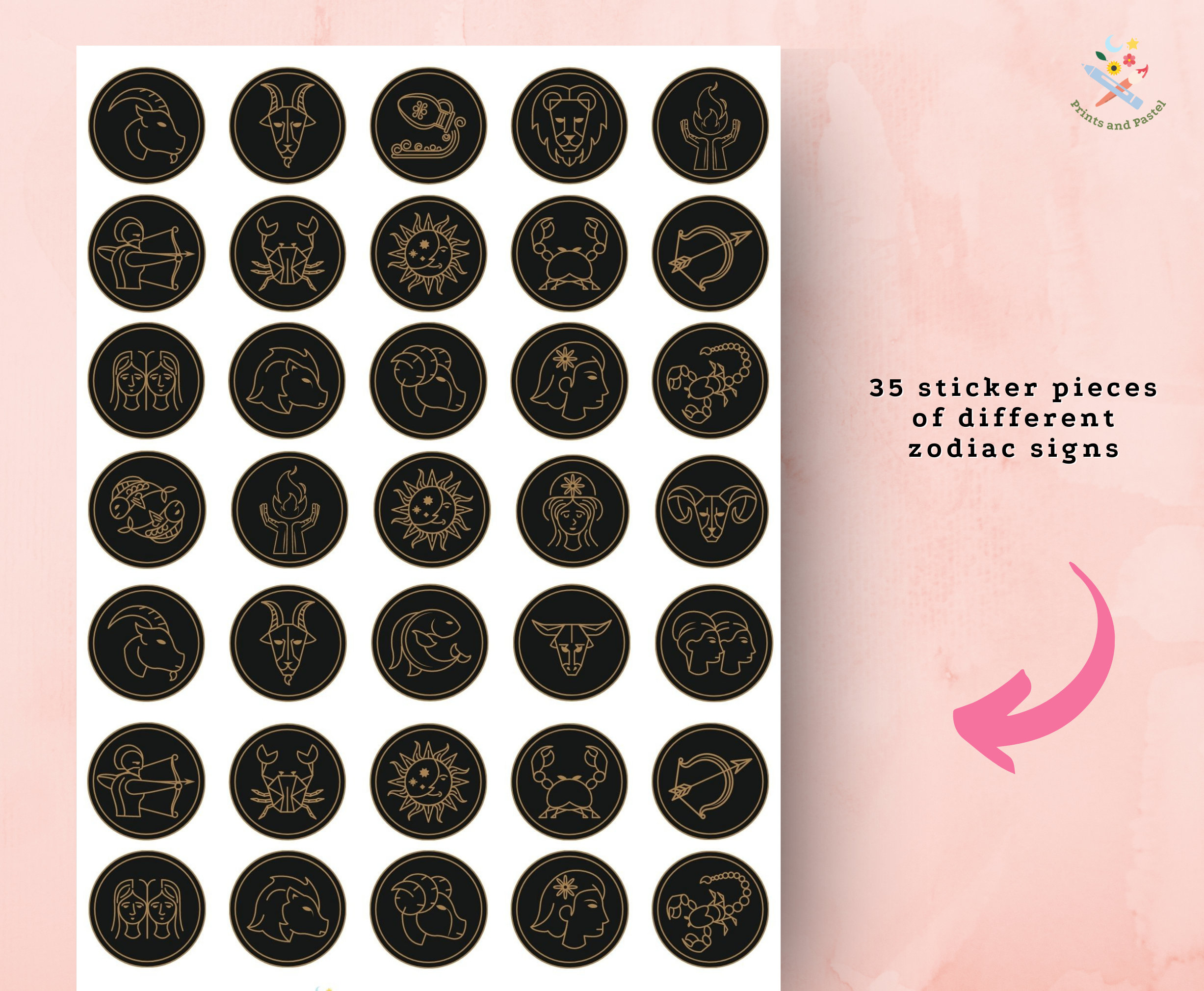 Zodiac Sign Stickers Download Printable Astrology Stickers for Journal ...