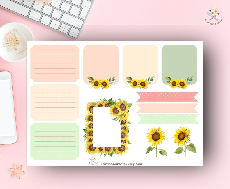 Sunflower Stationery Set Sunflower Designs Scrap Book Sunflower Sticker ...